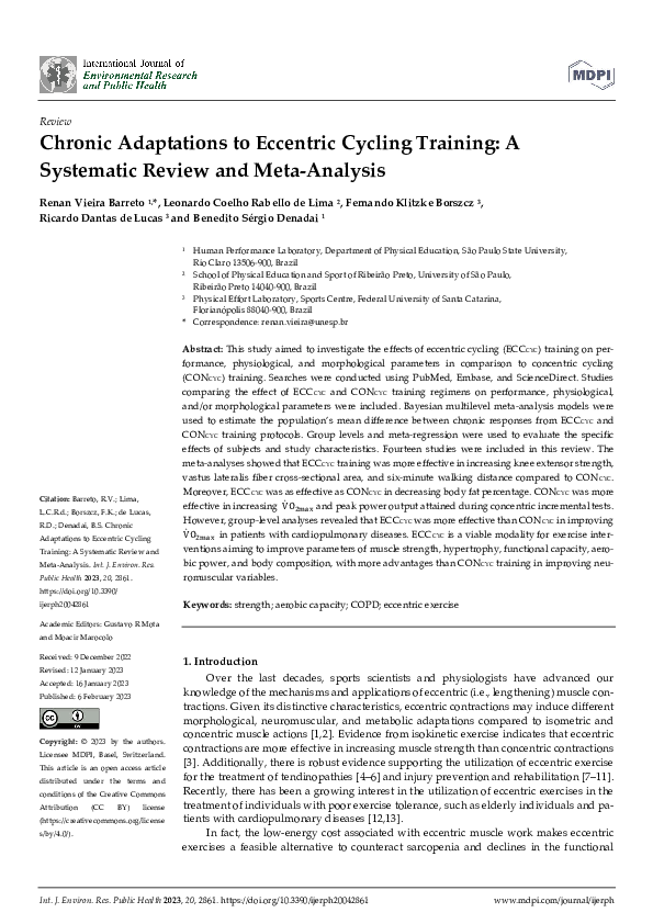 (PDF) Chronic Adaptations to Eccentric Cycling Training: A Systematic ...