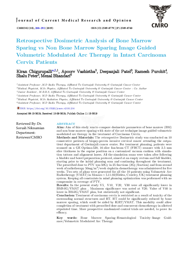 (PDF) Retrospective Dosimetric analysis of Bone marrow sparing vs non ...