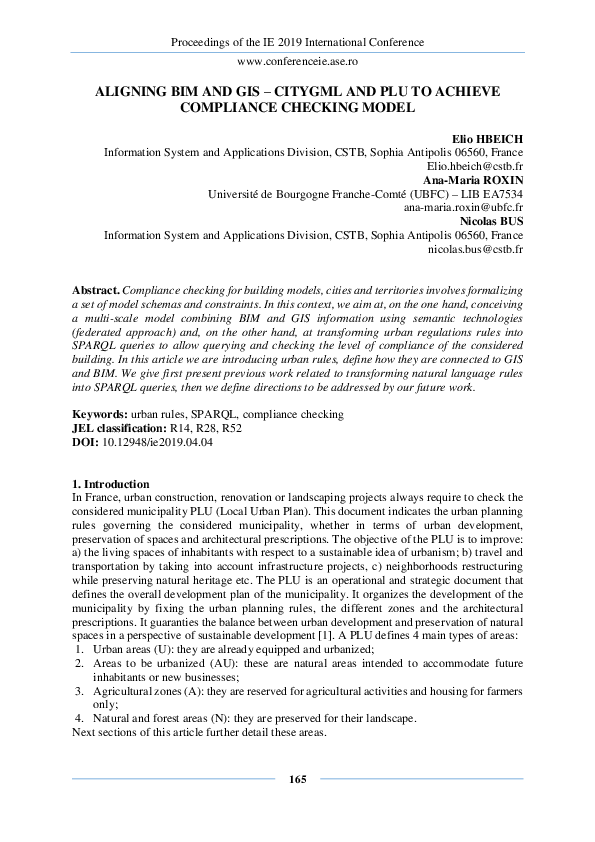 (PDF) Aligning Bim and Gis - Citygml and Plu to Achieve Compliance ...