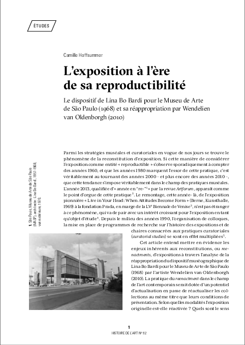 (PDF) L'exposition à l'ère de sa reproductibilité. Le dispositif de ...