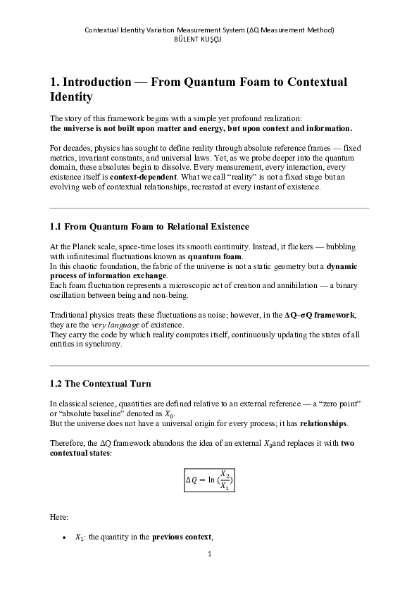 (PDF) Contextual Identity Variation Measurement System (ΔQ Measurement ...