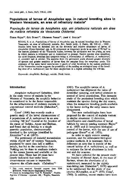 (PDF) Populations of larvae of Anopheles spp. in natural breeding sites ...