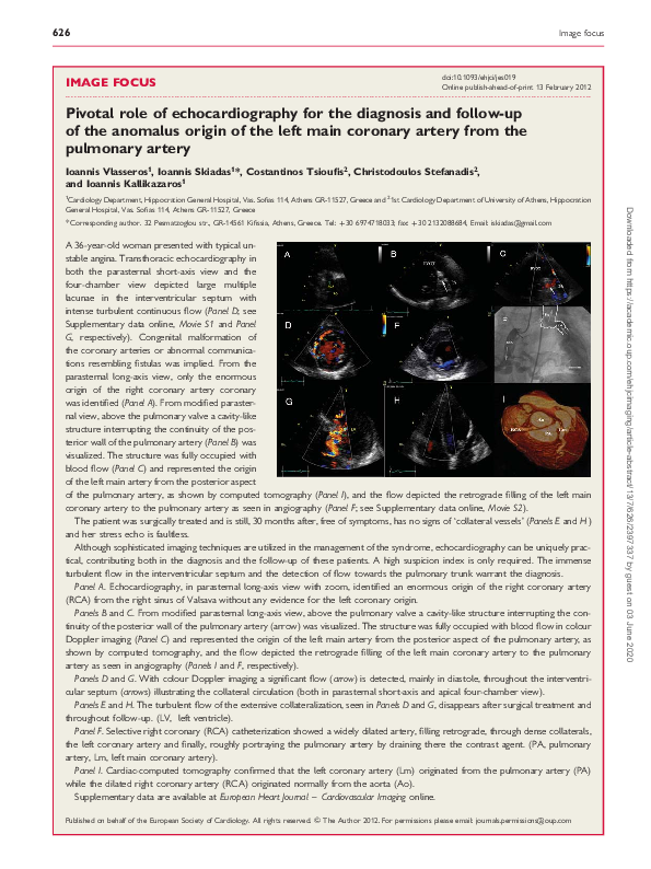 (PDF) Pivotal role of echocardiography for the diagnosis and follow-up ...