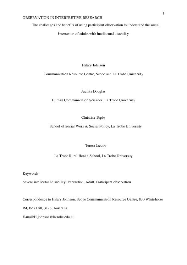 (PDF) OBSERVATION IN INTERPRETIVE RESEARCH The challenges and benefits ...