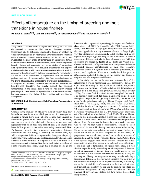 (PDF) Effects of temperature on the timing of breeding and molt ...