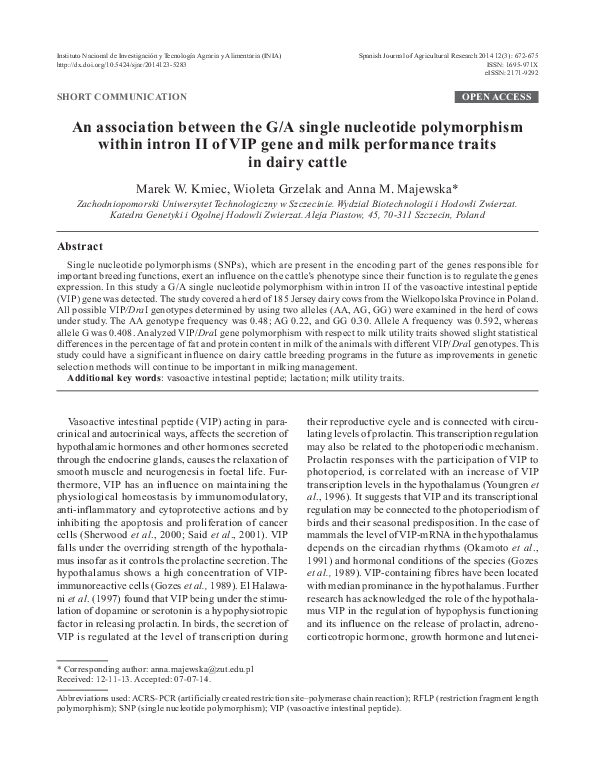 (PDF) An association between the G/A single nucleotide polymorphism ...