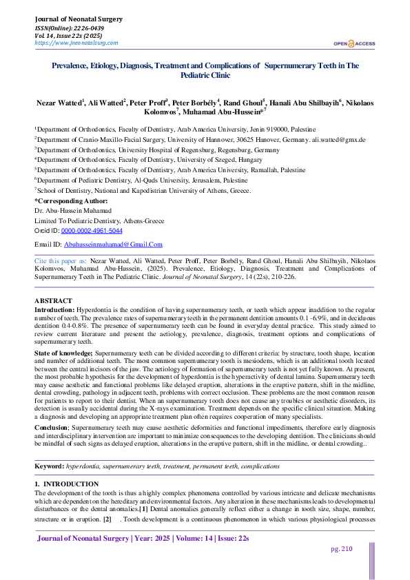 (PDF) Prevalence, Etiology, Diagnosis, Treatment and Complications of ...
