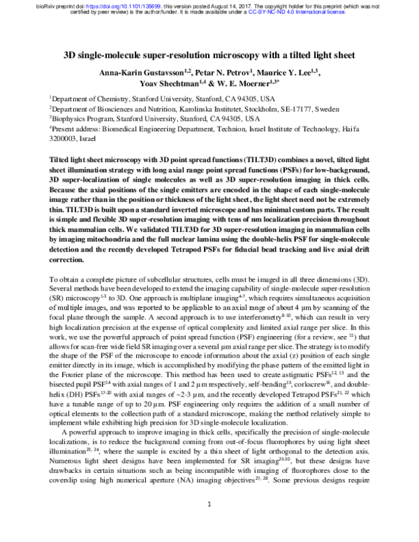 (PDF) 3D single-molecule super-resolution microscopy with a tilted ...