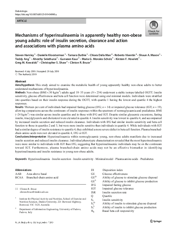 (PDF) Mechanisms of hyperinsulinaemia in apparently healthy non-obese ...