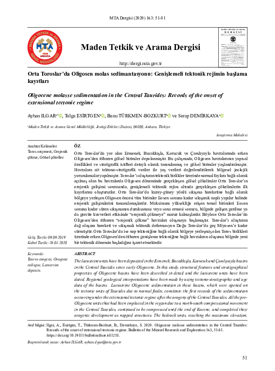 (PDF) Orta Toroslar’da Oligosen molas sedimantasyonu: Genişlemeli ...