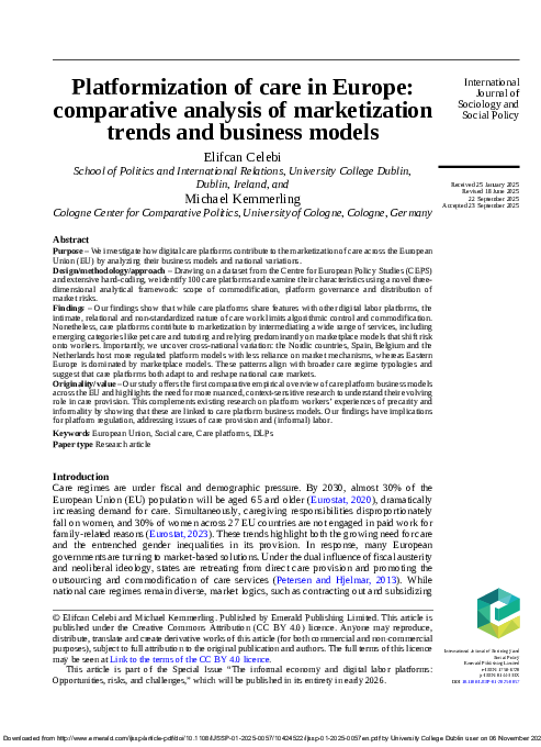 (PDF) Platformization of care in Europe: Comparative analysis of ...