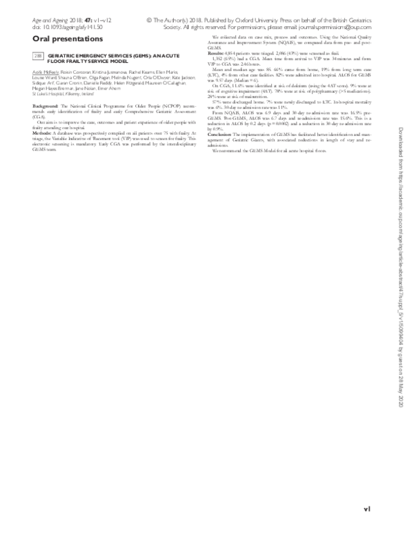 (PDF) 288Geriatric EMergency Services (GEMS): An Acute Floor Frailty ...