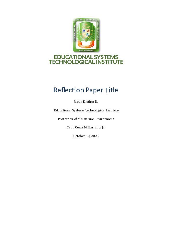 (PDF) Reflection Paper Title