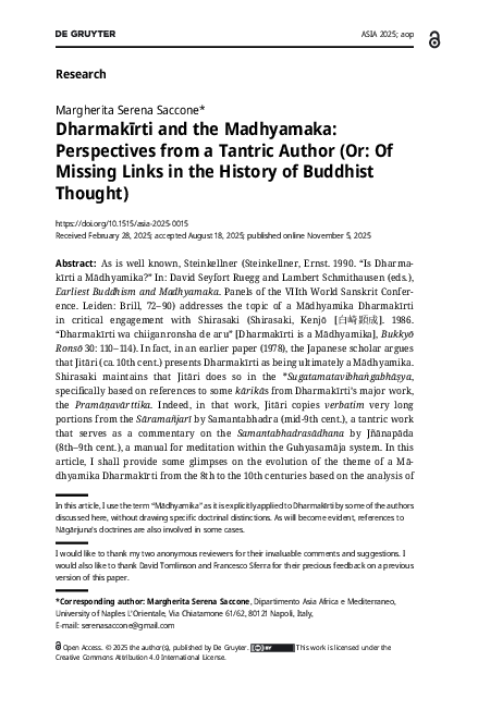 (PDF) Dharmakīrti and the Madhyamaka: Perspectives from a Tantric ...