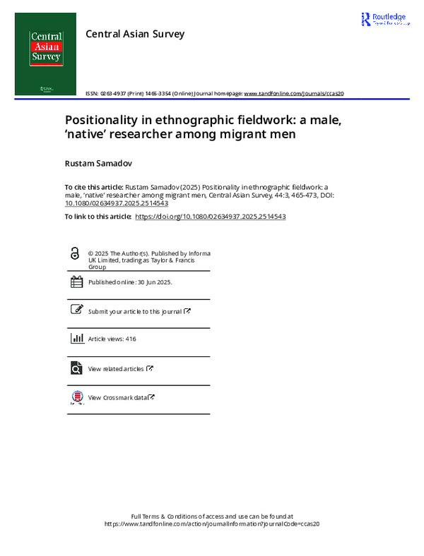 (PDF) Positionality in ethnographic fieldwork: a male, ‘native ...