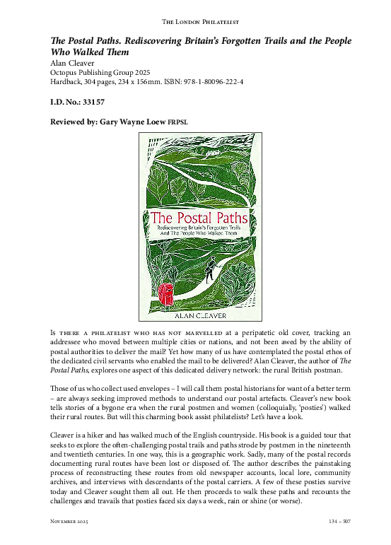 (PDF) The Postal Paths. Rediscovering Britain's Forgotten Trails and ...