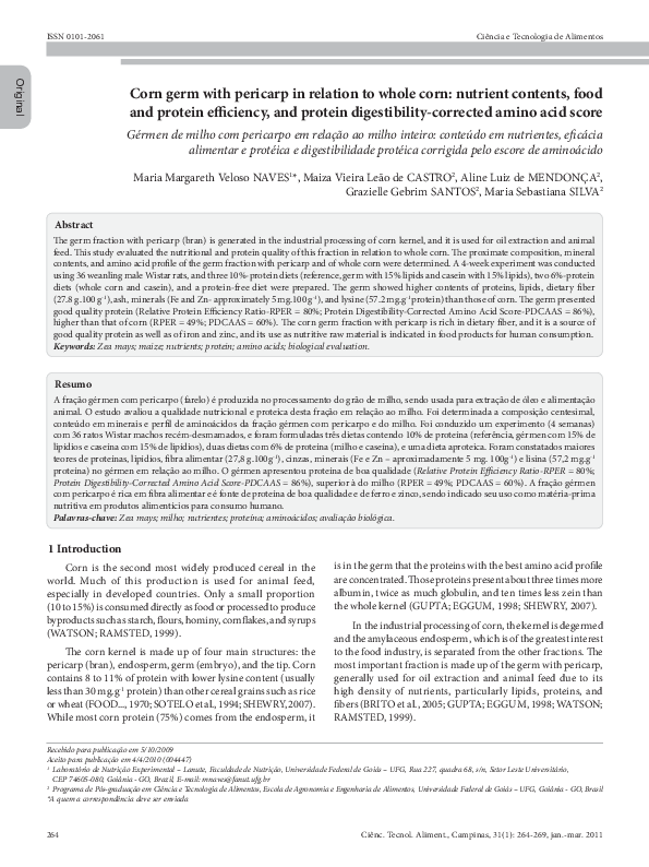 (PDF) Corn germ with pericarp in relation to whole corn: nutrient ...