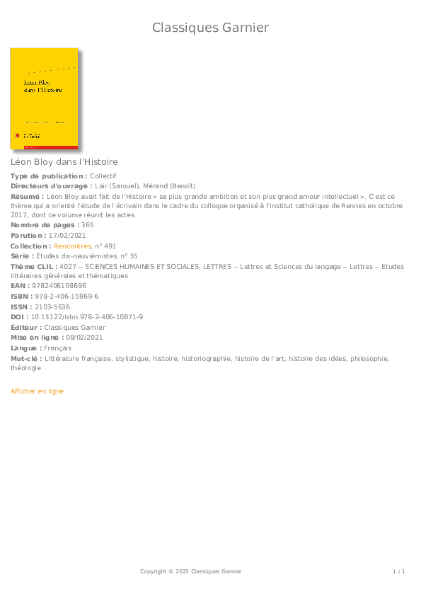 (PDF) Léon Bloy dans l’Histoire