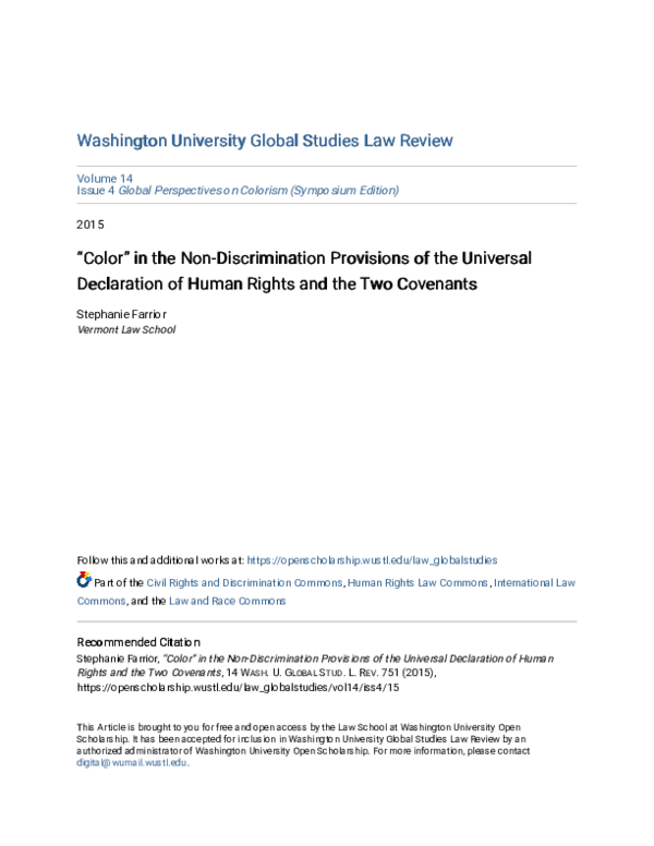 (PDF) “Color” in the Non-Discrimination Provisions of the Universal ...