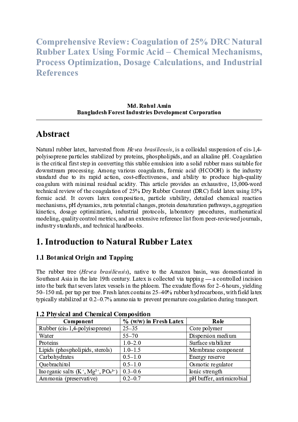 (PDF) Comprehensive Review: Coagulation of 25% DRC Natural Rubber Latex ...