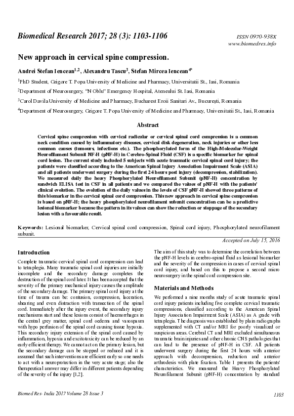 (PDF) New approach in cervical spine compression