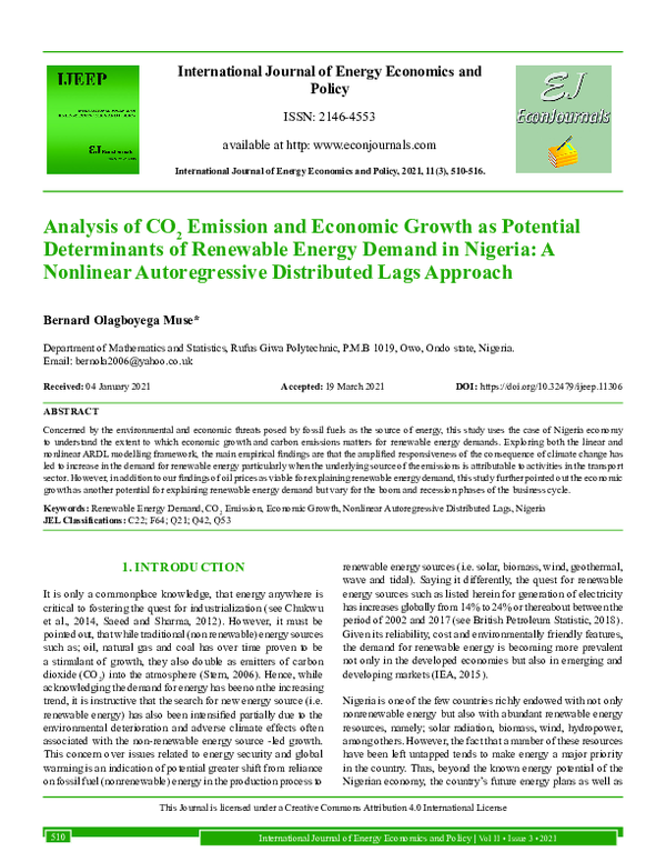 (PDF) Analysis of CO2 Emission and Economic Growth as Potential ...