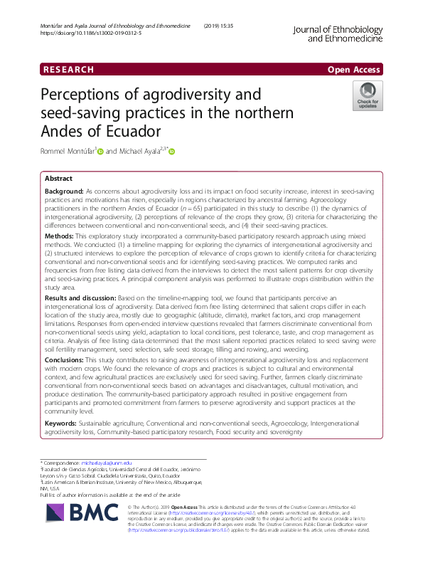 (PDF) Perceptions of agrodiversity and seed-saving practices in the ...