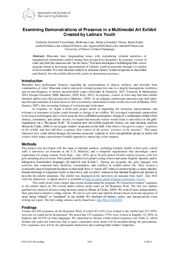 (PDF) Examining Demonstrations of Presence in a Multimodal Art Exhibit ...