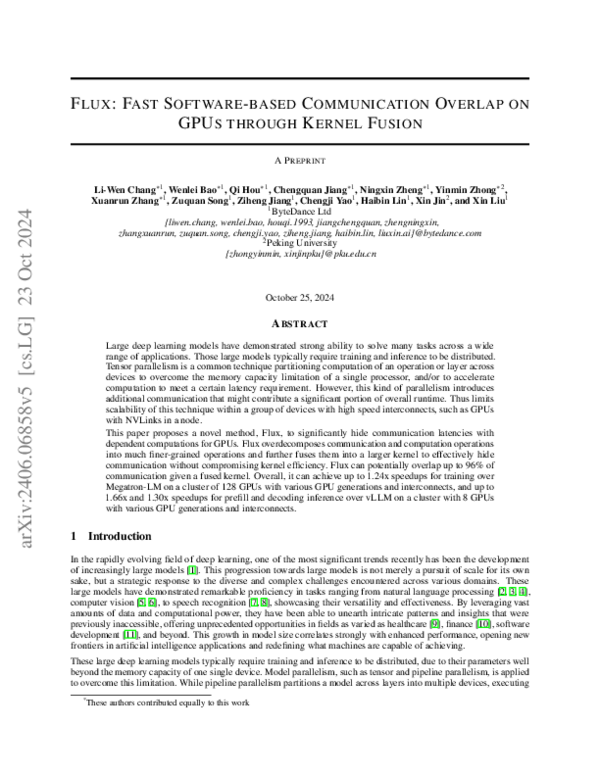 (PDF) FLUX: Fast Software-based Communication Overlap On GPUs Through ...