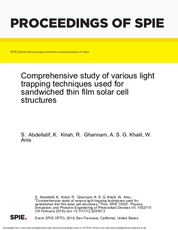 (PDF) Comprehensive study of various light trapping techniques used for ...