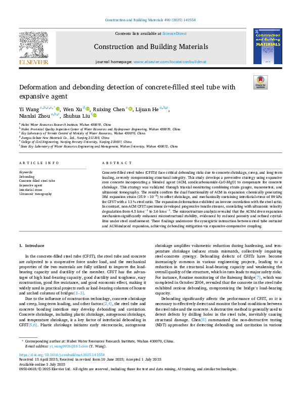 (PDF) Deformation and debonding detection of concrete-filled steel tube ...