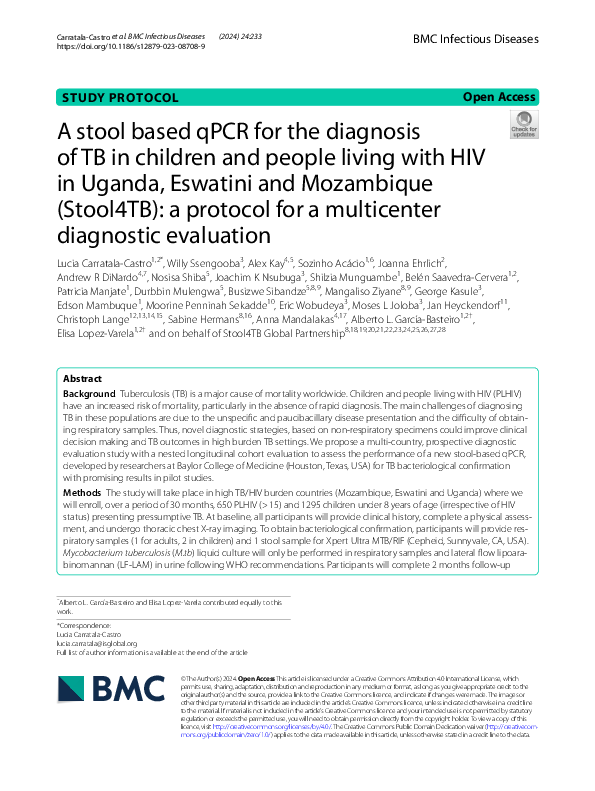(PDF) A stool based qPCR for the diagnosis of TB in children and people ...