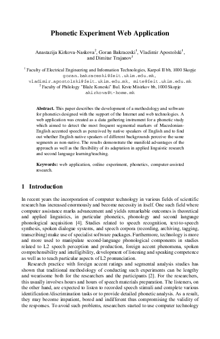 (PDF) Phonetic Experiment Web Application