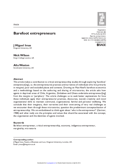 (PDF) Barefoot entrepreneurs