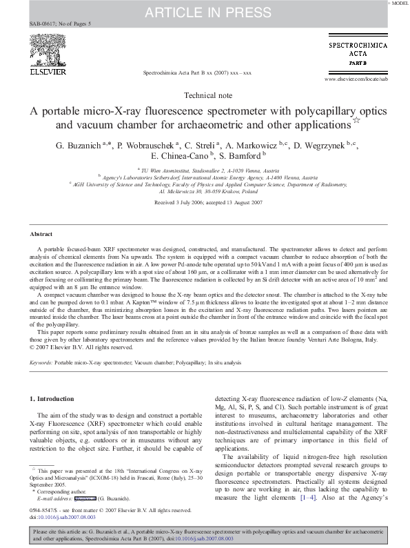 (PDF) A portable micro-X-ray fluorescence spectrometer with ...