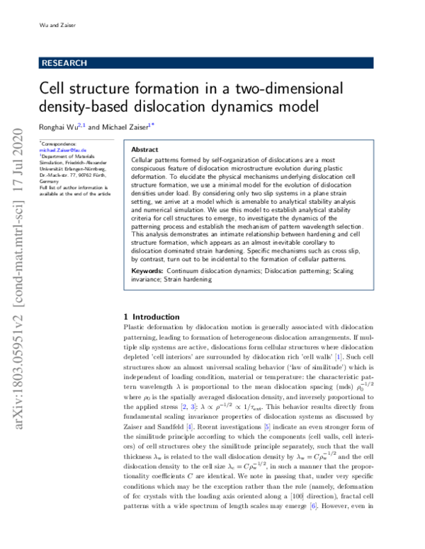 (PDF) Cell structure formation in a two-dimensional density-based ...