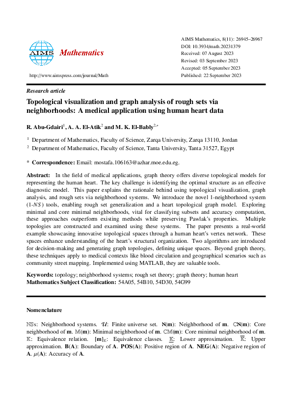 (PDF) Topological visualization and graph analysis of rough sets via neighborhoods: A medical ...