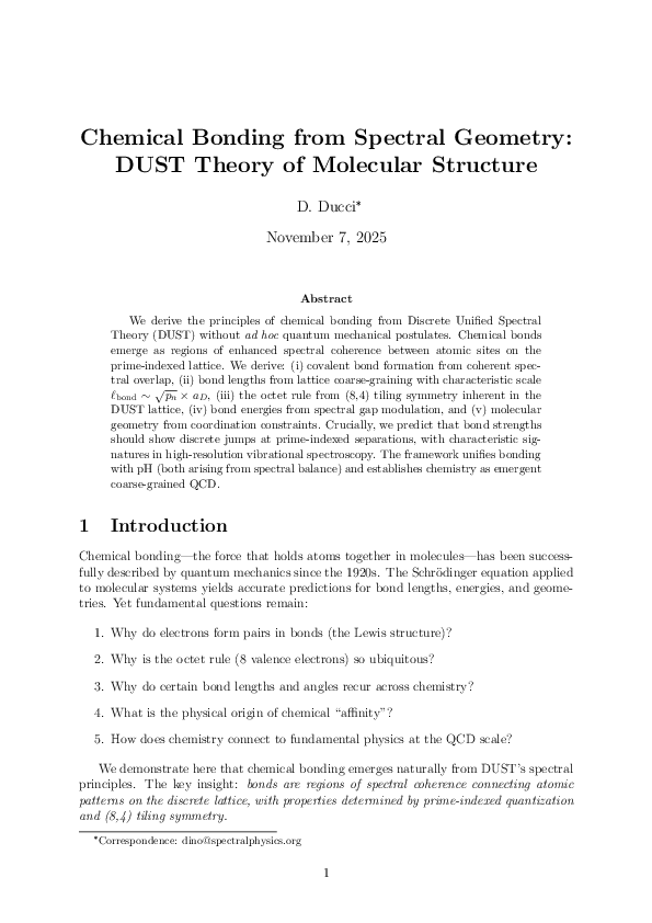 (PDF) Chemical Bonding from Spectral Geometry: DUST Theory of Molecular ...