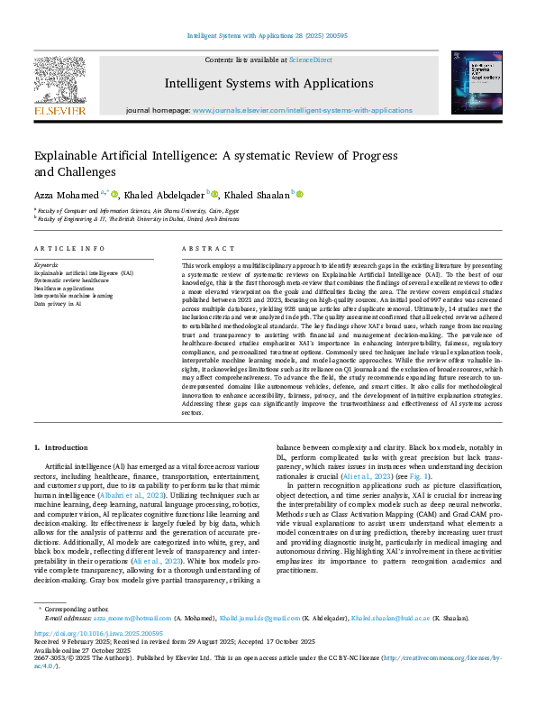 (PDF) Explainable Artificial Intelligence: A systematic Review of ...
