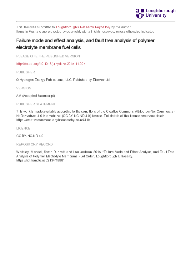 (PDF) Failure Mode and Effect Analysis, and Fault Tree Analysis of Polymer Electrolyte Membrane ...