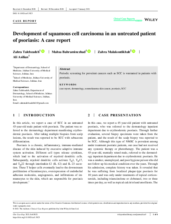 (PDF) Development of squamous cell carcinoma in an untreated patient of ...