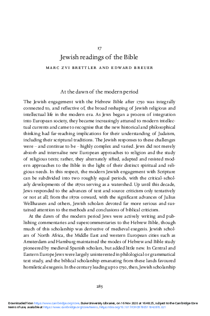 (PDF) Jewish readings of the Bible