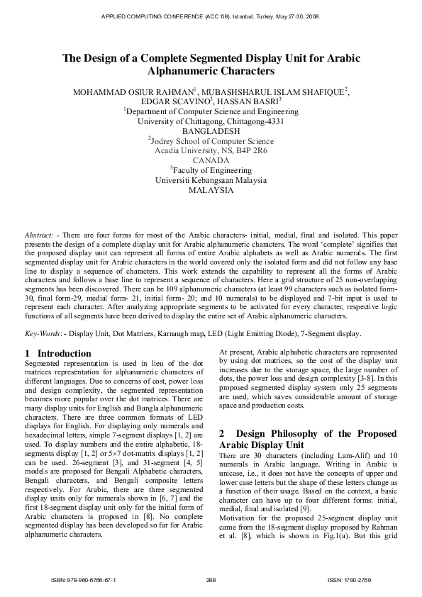 (PDF) The design of a complete segmented display unit for Arabic ...
