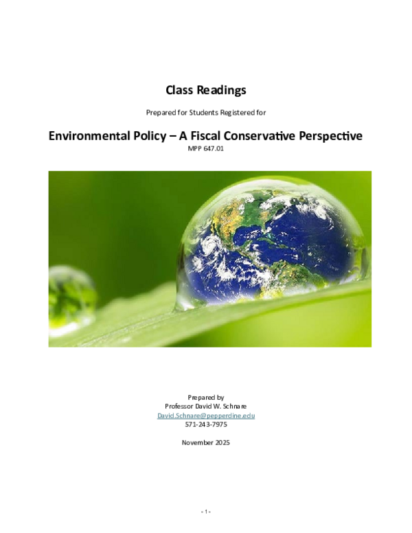 (PDF) Environmental Policy A Fiscal Conservative Perspective