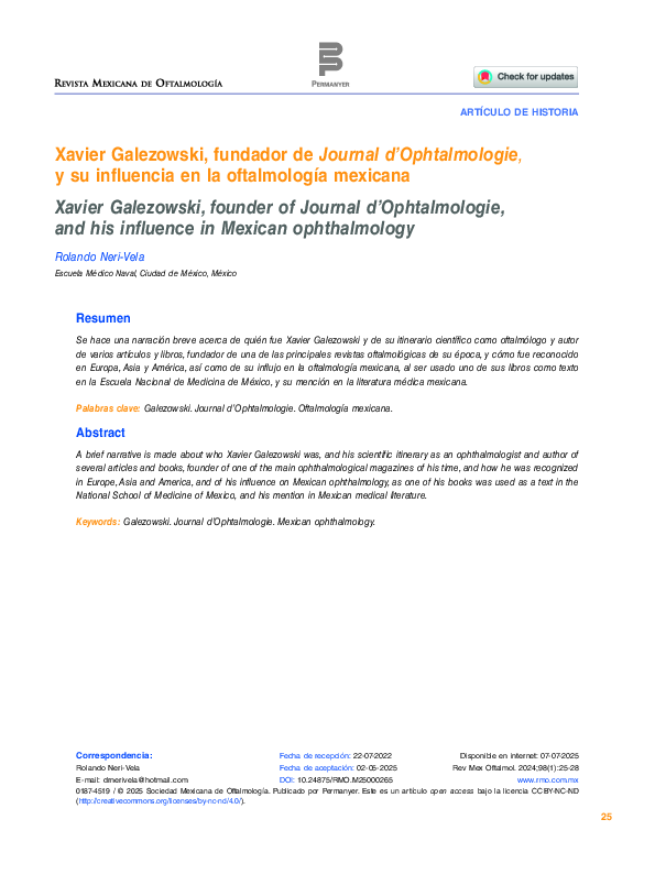 (PDF) Xavier Galezowski, fundador de Journal d'Ophtalmologie, y su ...