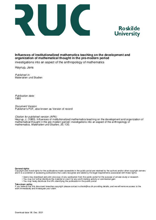 (PDF) Influences of institutionalized mathematics teaching on the ...
