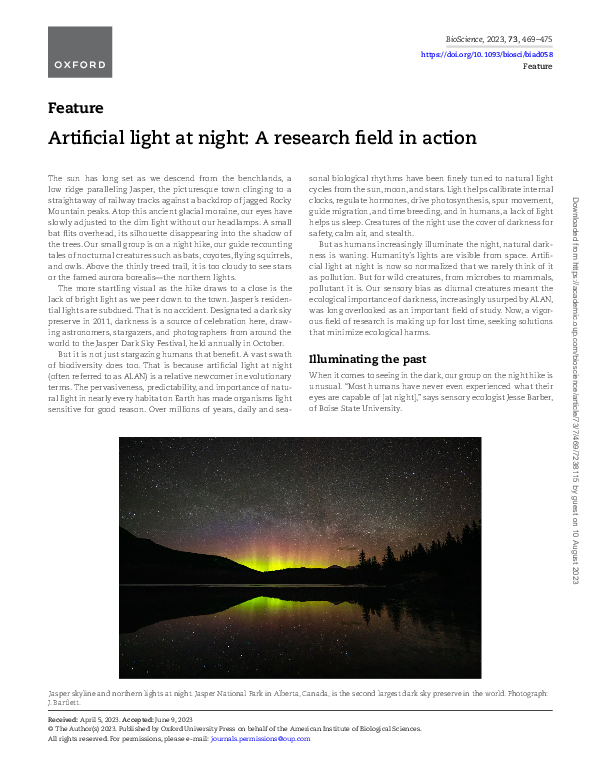 (PDF) Artificial light at night: A research field in action