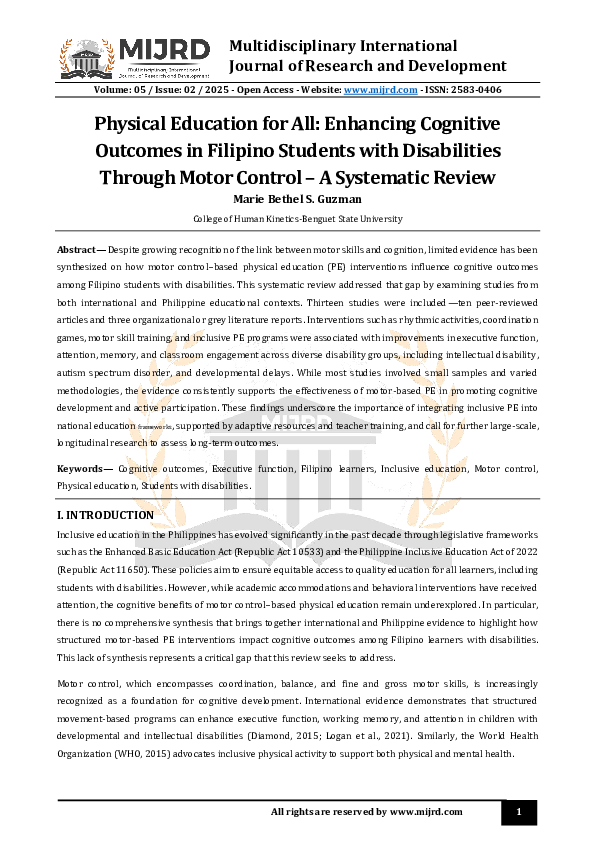 (PDF) Physical Education for All: Enhancing Cognitive Outcomes in ...