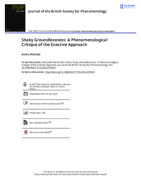 (PDF) Shaky Groundlessness: A Phenomenological Critique of the Enactive ...