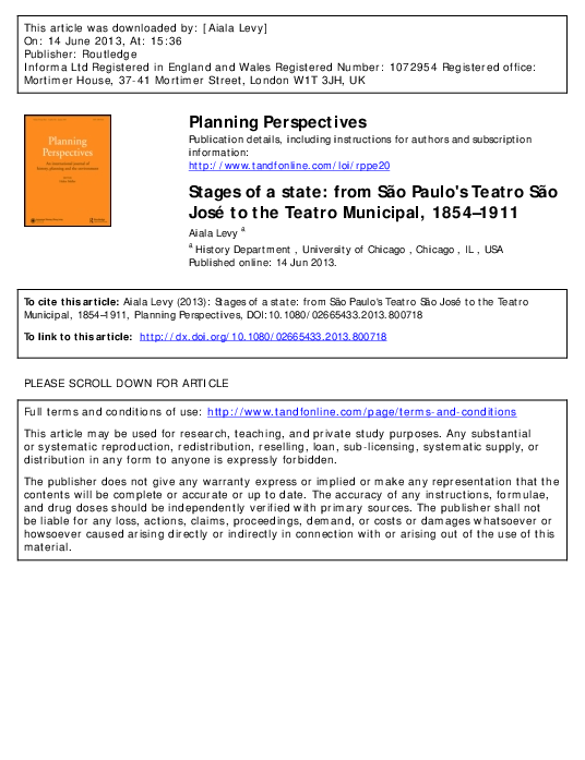 (PDF) Stages of a state: from São Paulo's Teatro São José to the Teatro ...